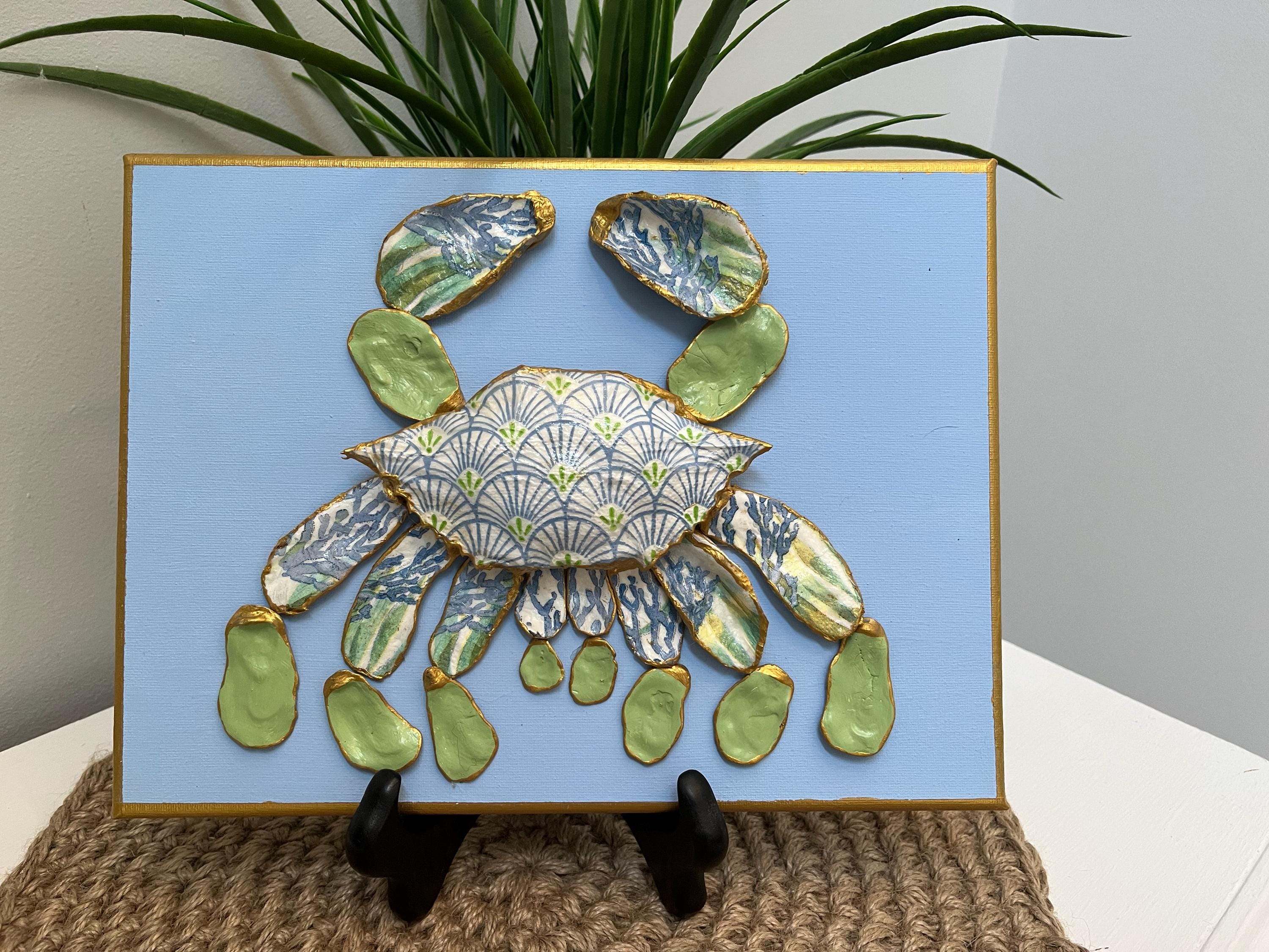 Beautiful Crab Picture Using Decoupaged Shells, Gilded on the Edges ...