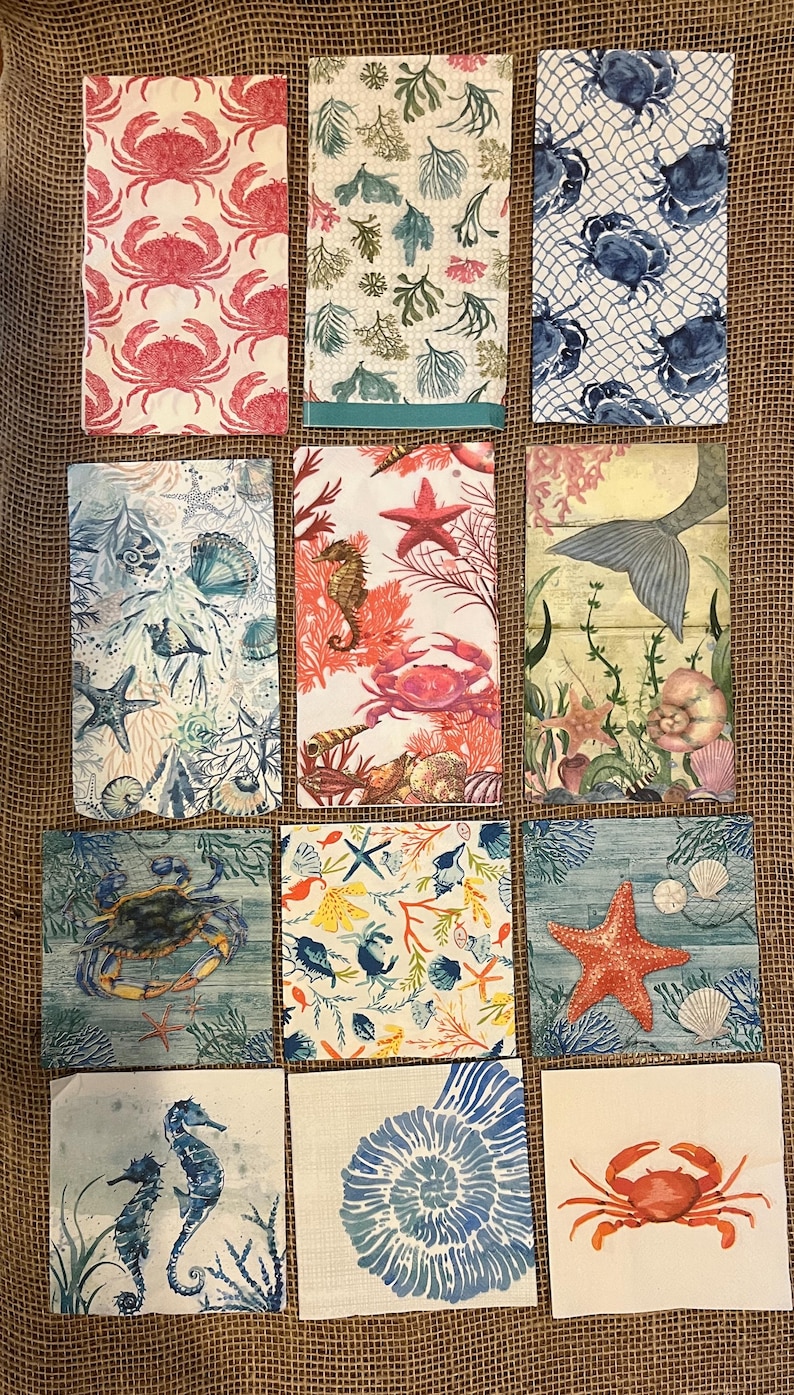Decoupage Napkin Bundle, 12 Sea Creature Inspired Napkins for Decoupage ...