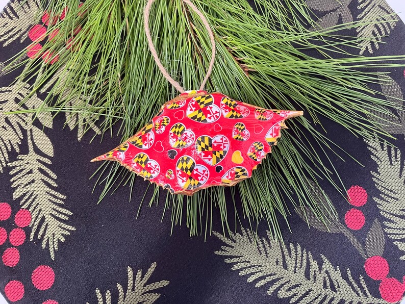 Maryland Themed Crab Shell Christmas Ornament, Decoupaged Crab Shell ...