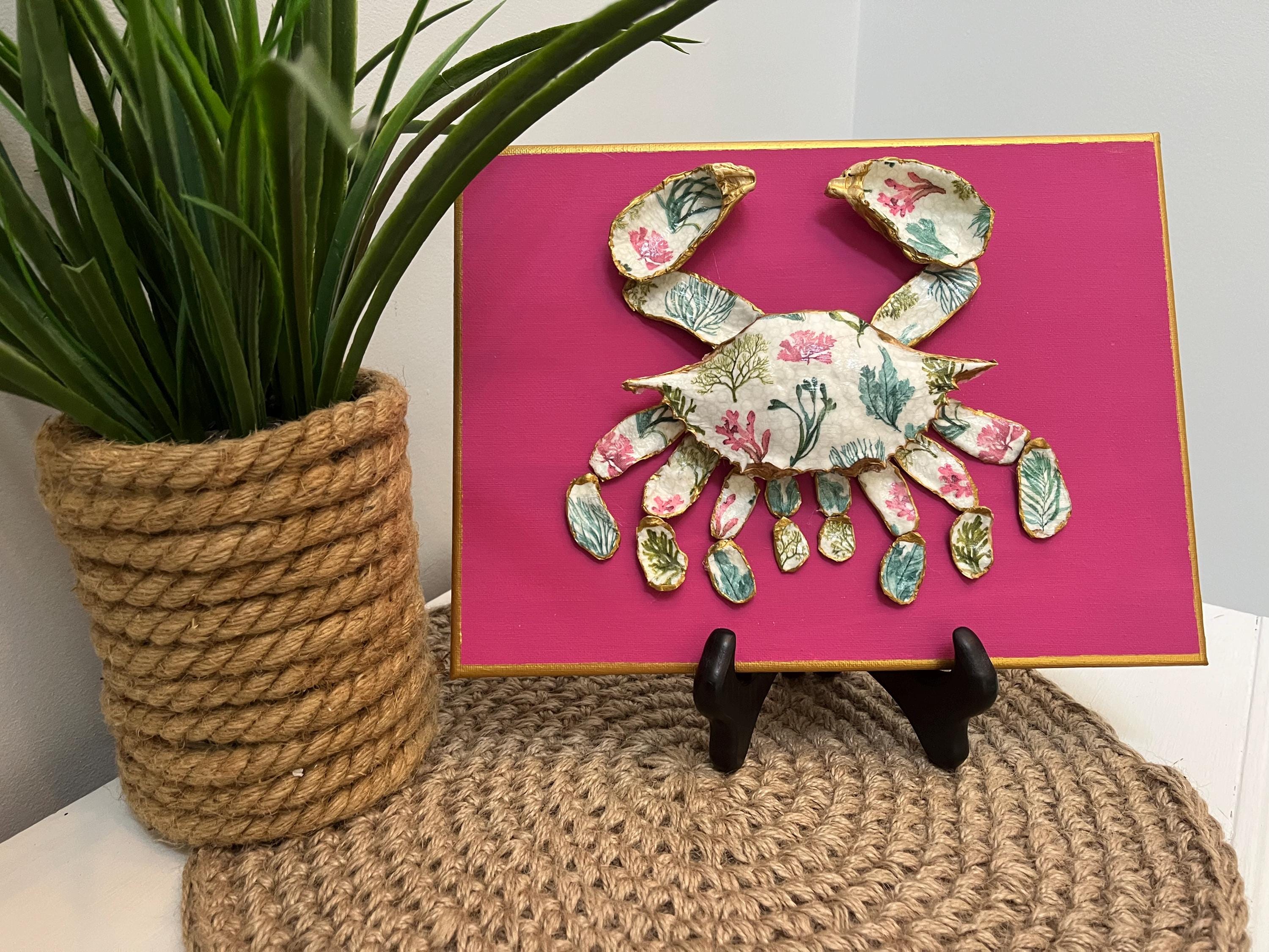 Beautiful Crab Picture Using Decoupaged Shells Gilded on the Edges and ...