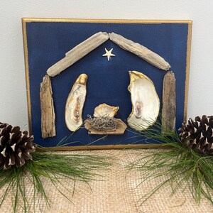 Oyster Shell Nativity Scene, Beach Christmas, Christian Gift, Coastal ...