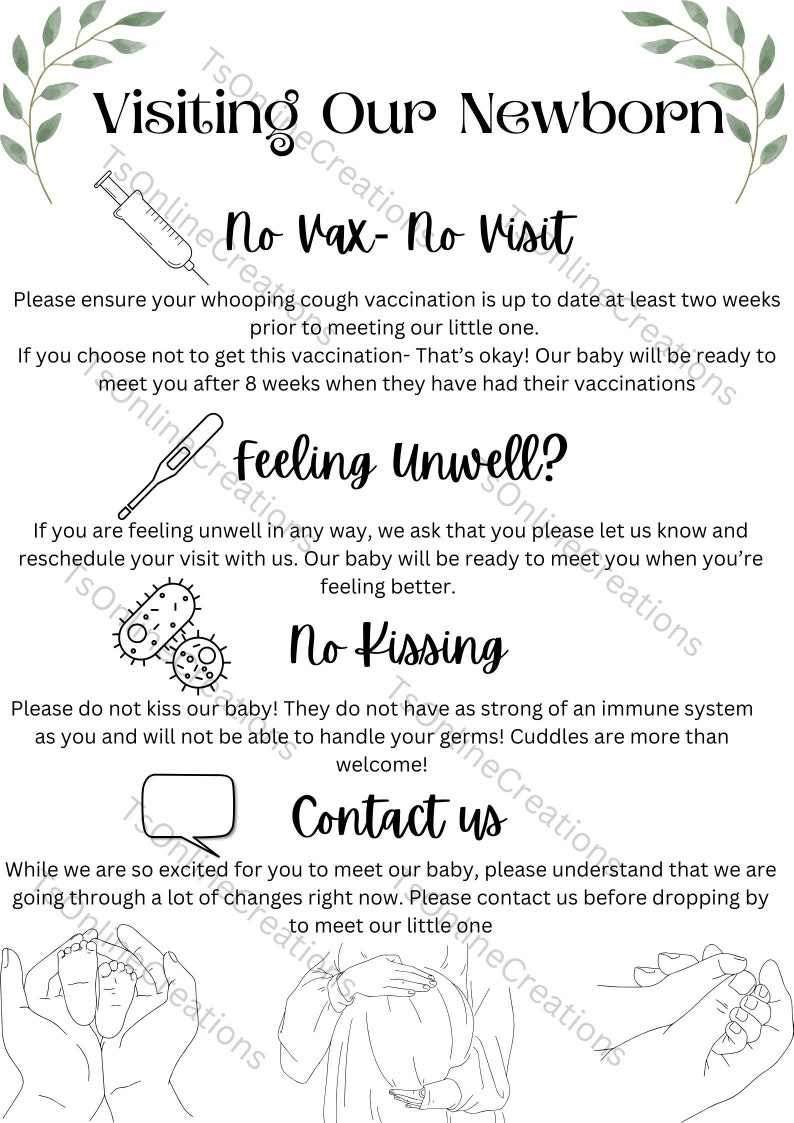 Newborn Visiting Rules Sign, Baby Announcement (digital Download) - Etsy