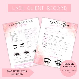 Lash Client Record Template, Editable Lash Mapping Printable Form ...