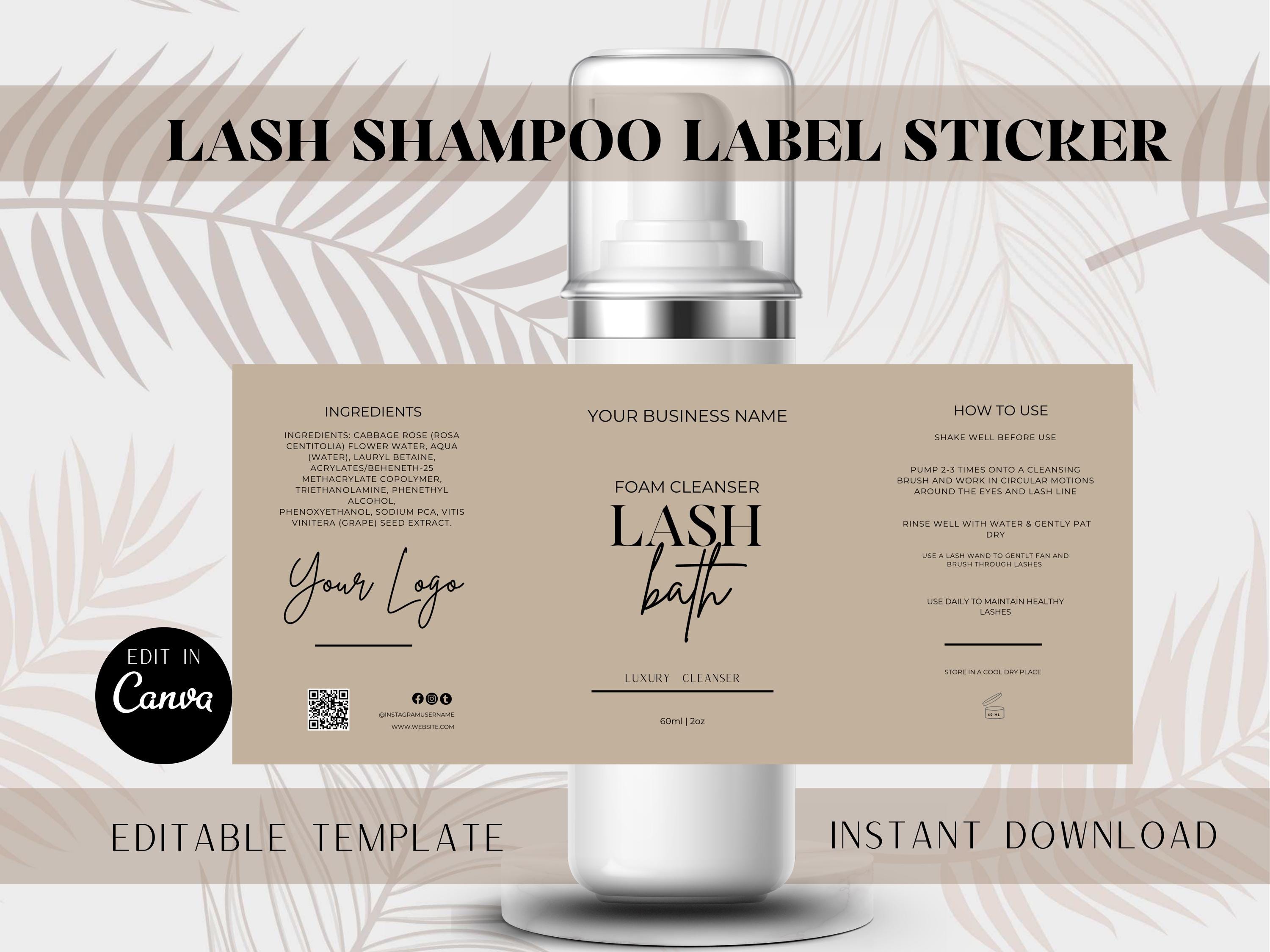 Lash Bath Label Template, Lash Shampoo Label, Eyelash Foam Cleanser ...