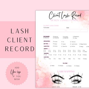 Lash Client Record Template, Editable Lash Mapping Printable Form ...