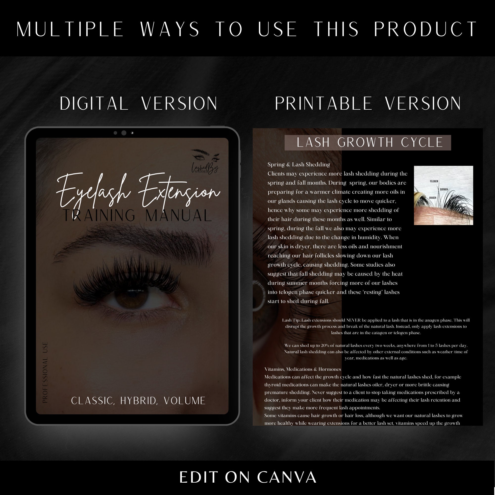 Editable Eyelash Extension Training Manual, Classic Lash Manual, Volume ...