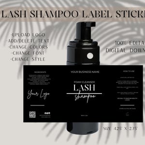 Lash Bath Label Template, Lash Shampoo Label, Eyelash Foam Cleanser ...