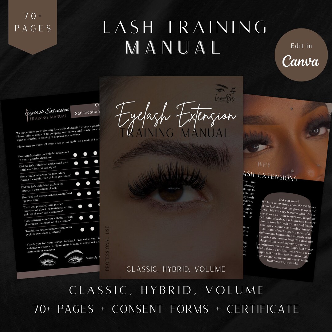 Editable Eyelash Extension Training Manual, Classic Lash Manual, Volume ...