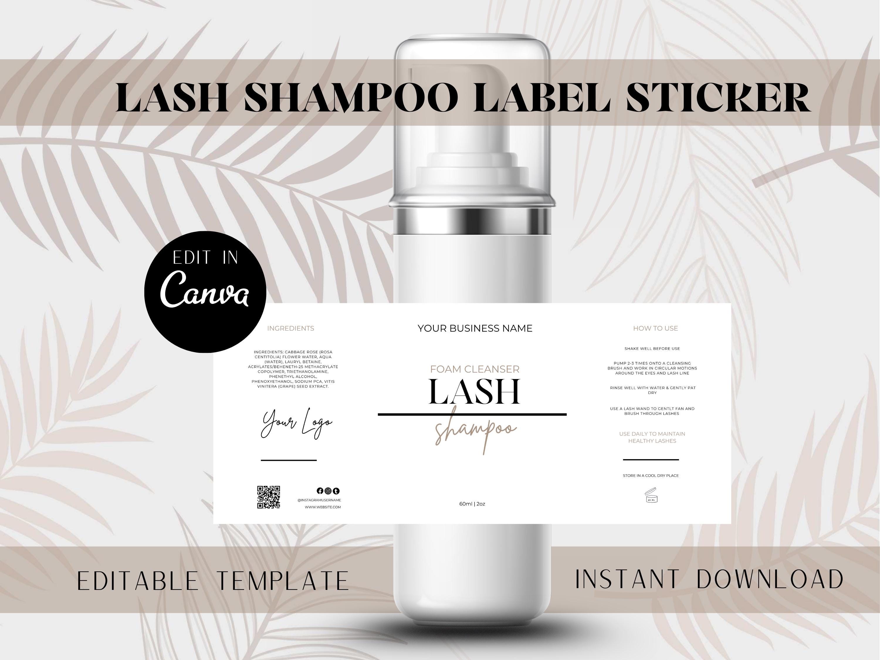 Lash Bath Label Template, Lash Shampoo Label, Eyelash Foam Cleanser ...