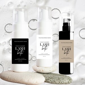 Lash Bath Label Template, Lash Shampoo Label, Eyelash Foam Cleanser ...