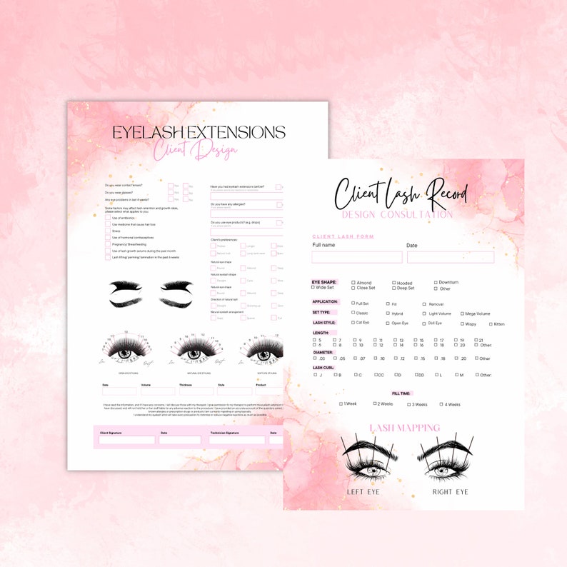 Lash Client Record Template, Editable Lash Mapping Printable Form ...
