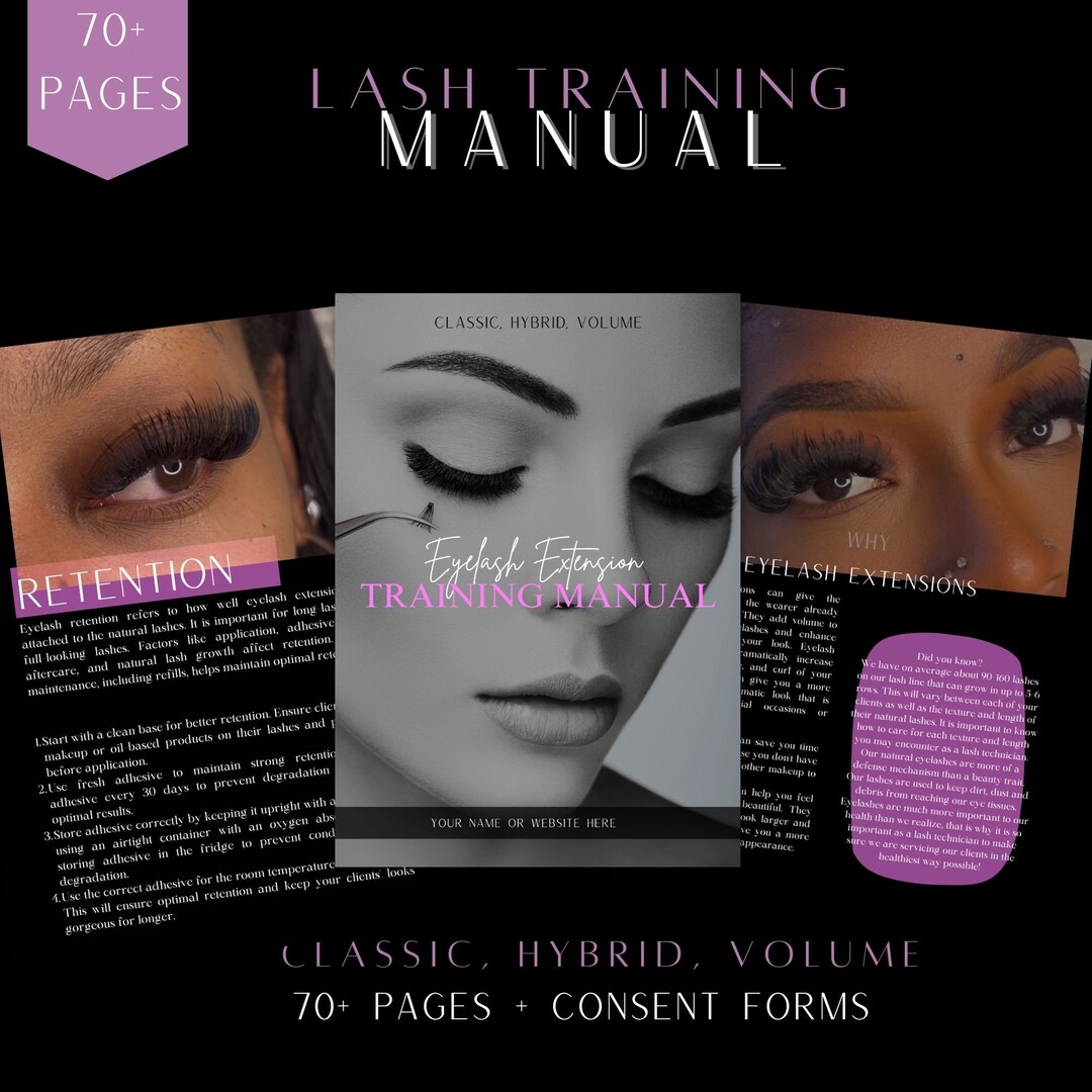 Editable Eyelash Extension Training Manual, Classic Lash Manual, Volume ...