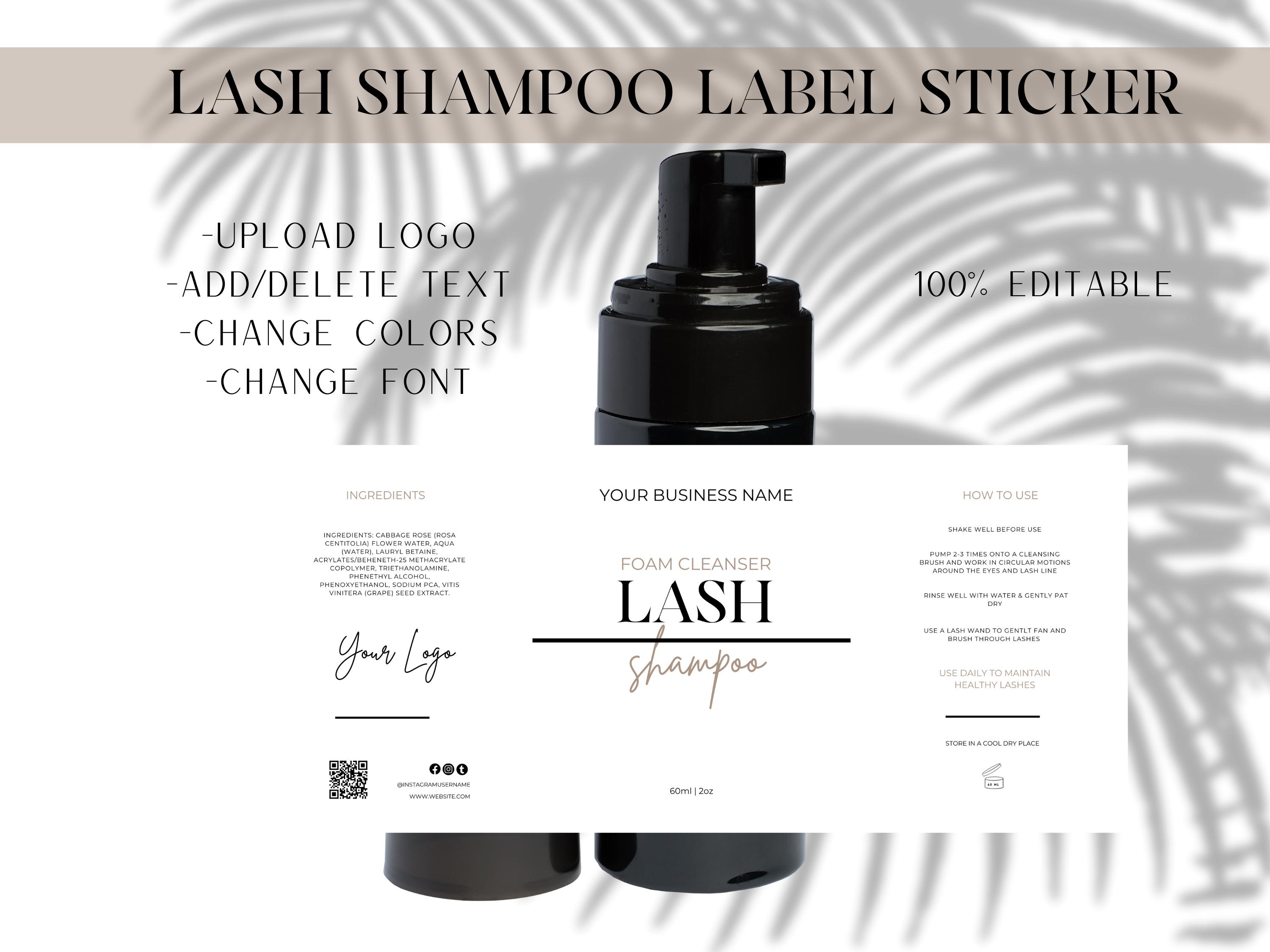 Lash Bath Label Template, Lash Shampoo Label, Eyelash Foam Cleanser ...