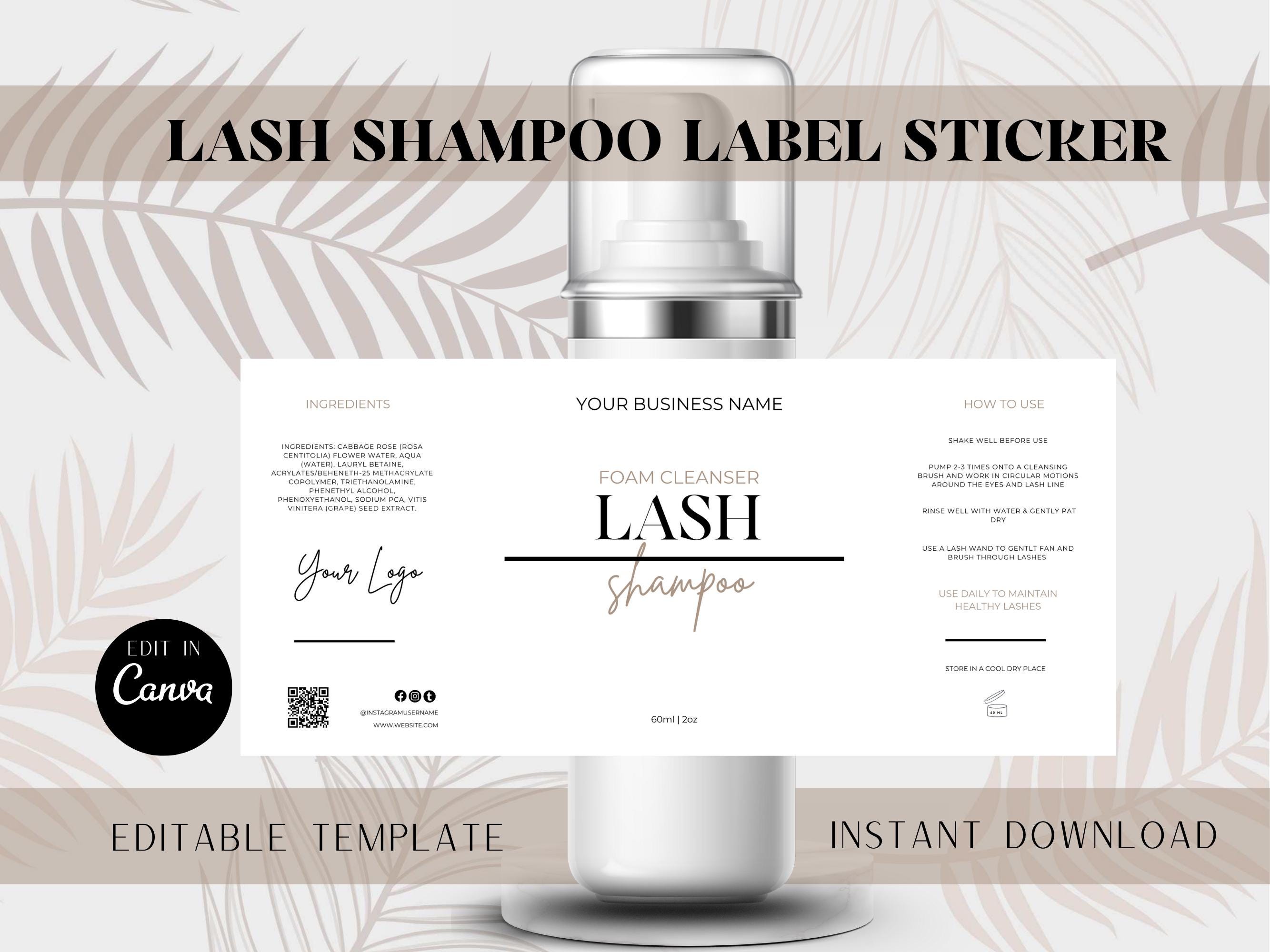 Lash Bath Label Template, Lash Shampoo Label, Eyelash Foam Cleanser ...