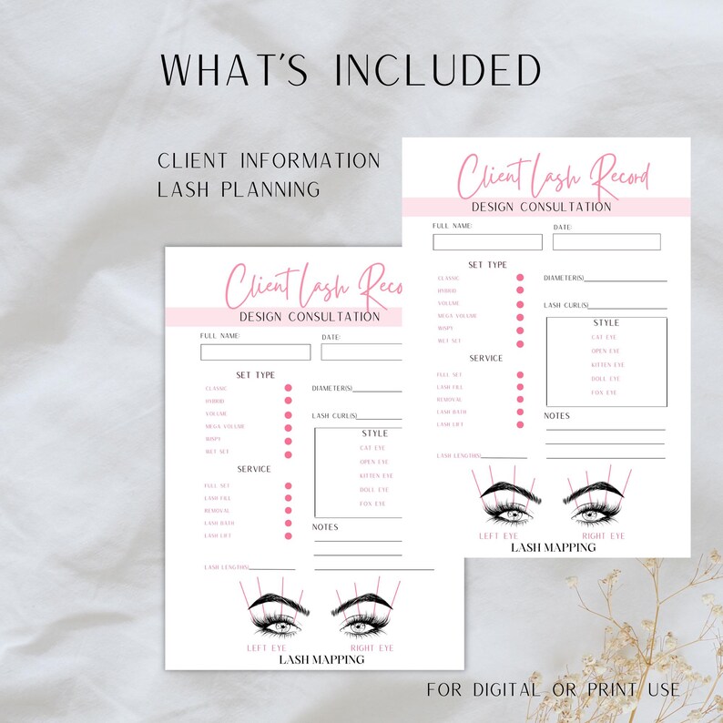 Lash Client Record Template, Editable Lash Mapping Printable Form ...