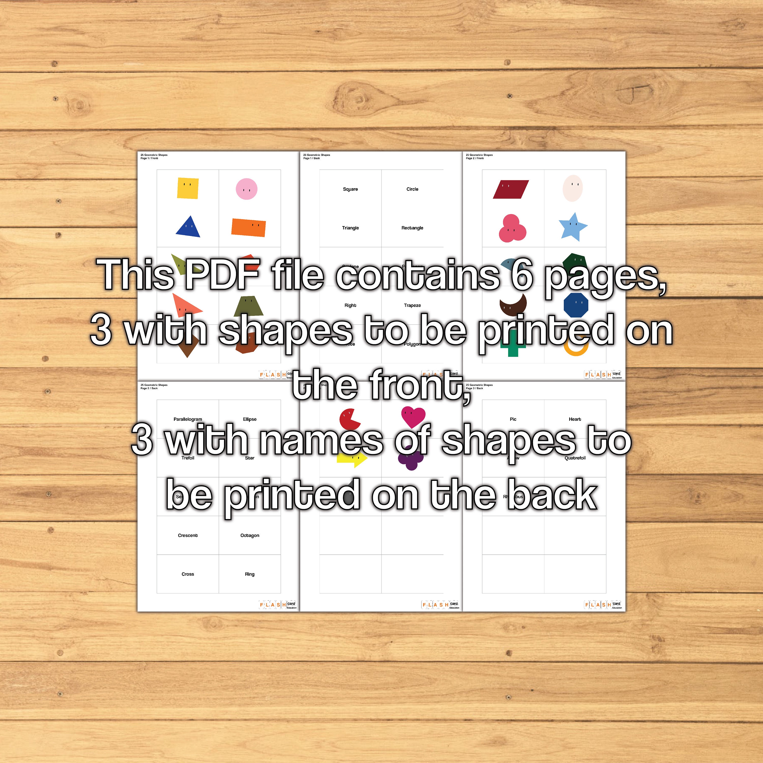 Geometric Shapes Flash Cards I Flashcards for Education I 25 Geometric ...