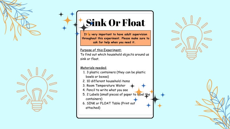Fun Science Experiment-sink or Float, Science Experiments for Kids ...
