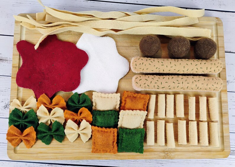 Felt Pasta Set: Handmade Pretend Italian Food With Noodles, Sauce ...