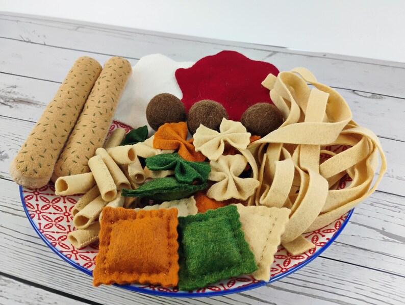 Felt Pasta Set: Handmade Pretend Italian Food With Noodles, Sauce ...