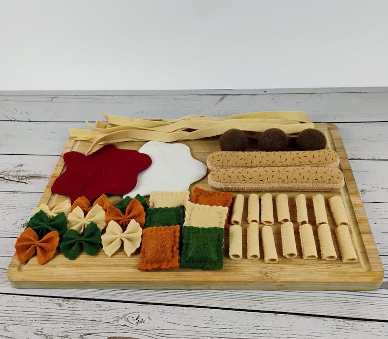 Felt Pasta Set: Handmade Pretend Italian Food With Noodles, Sauce ...
