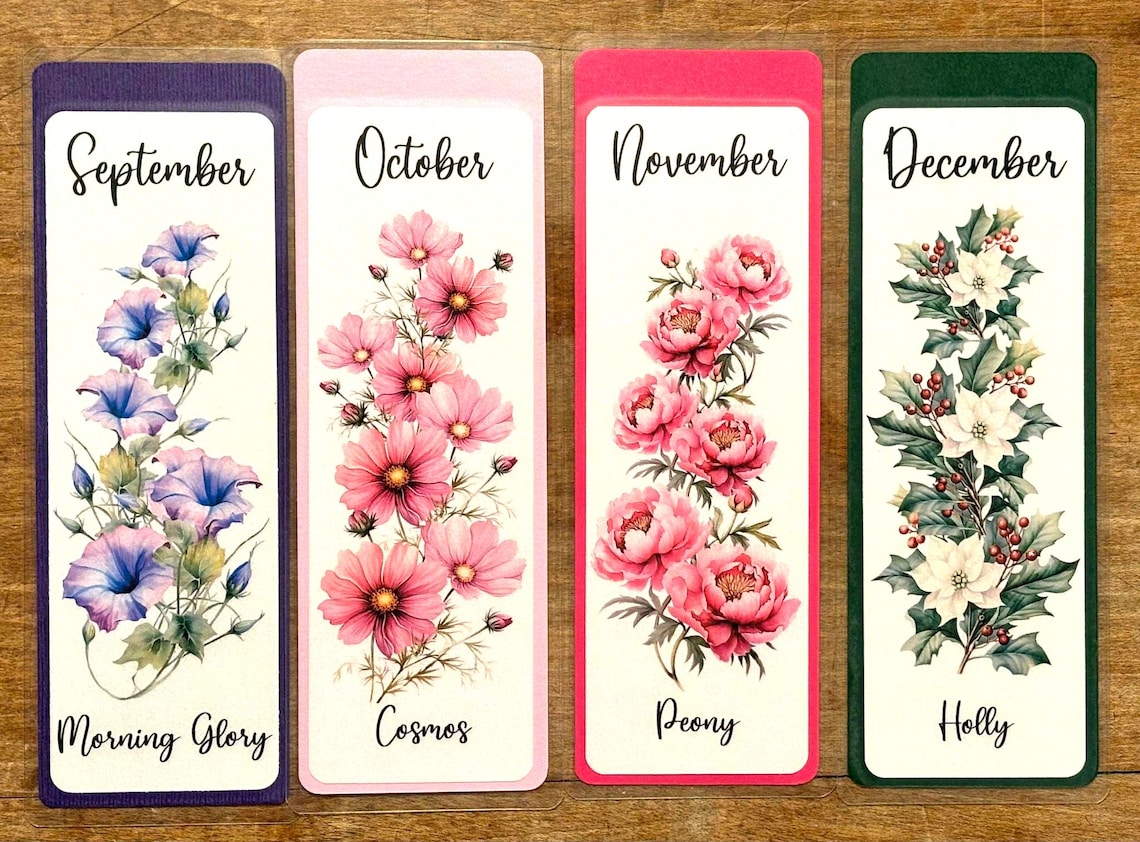 Birth Month Flower Bookmarks Collection 2 Floral Bookmark Book Lover ...