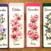 Birth Month Flower Bookmarks Collection 2 Floral Bookmark Book Lover ...