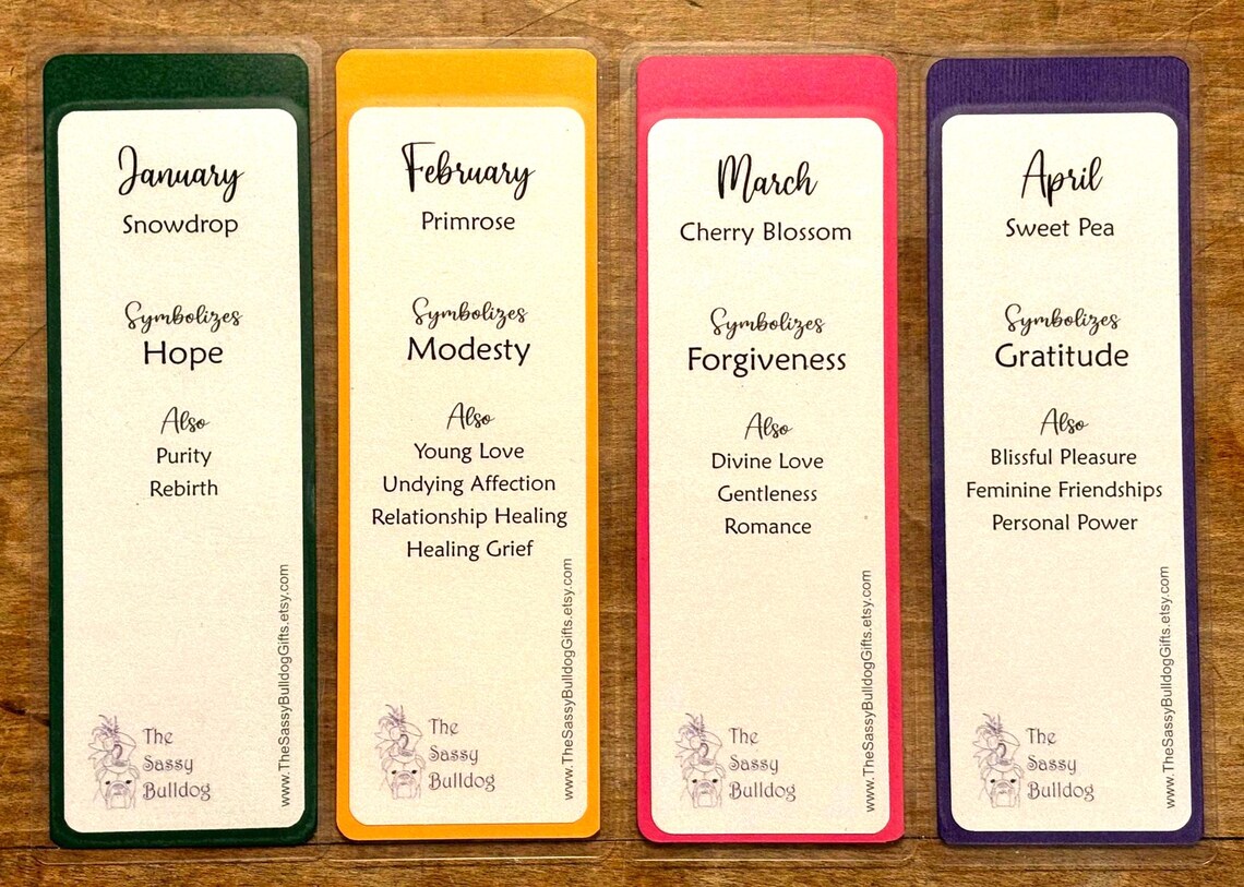 Birth Month Flower Bookmarks Collection 2 Floral Bookmark Book Lover ...