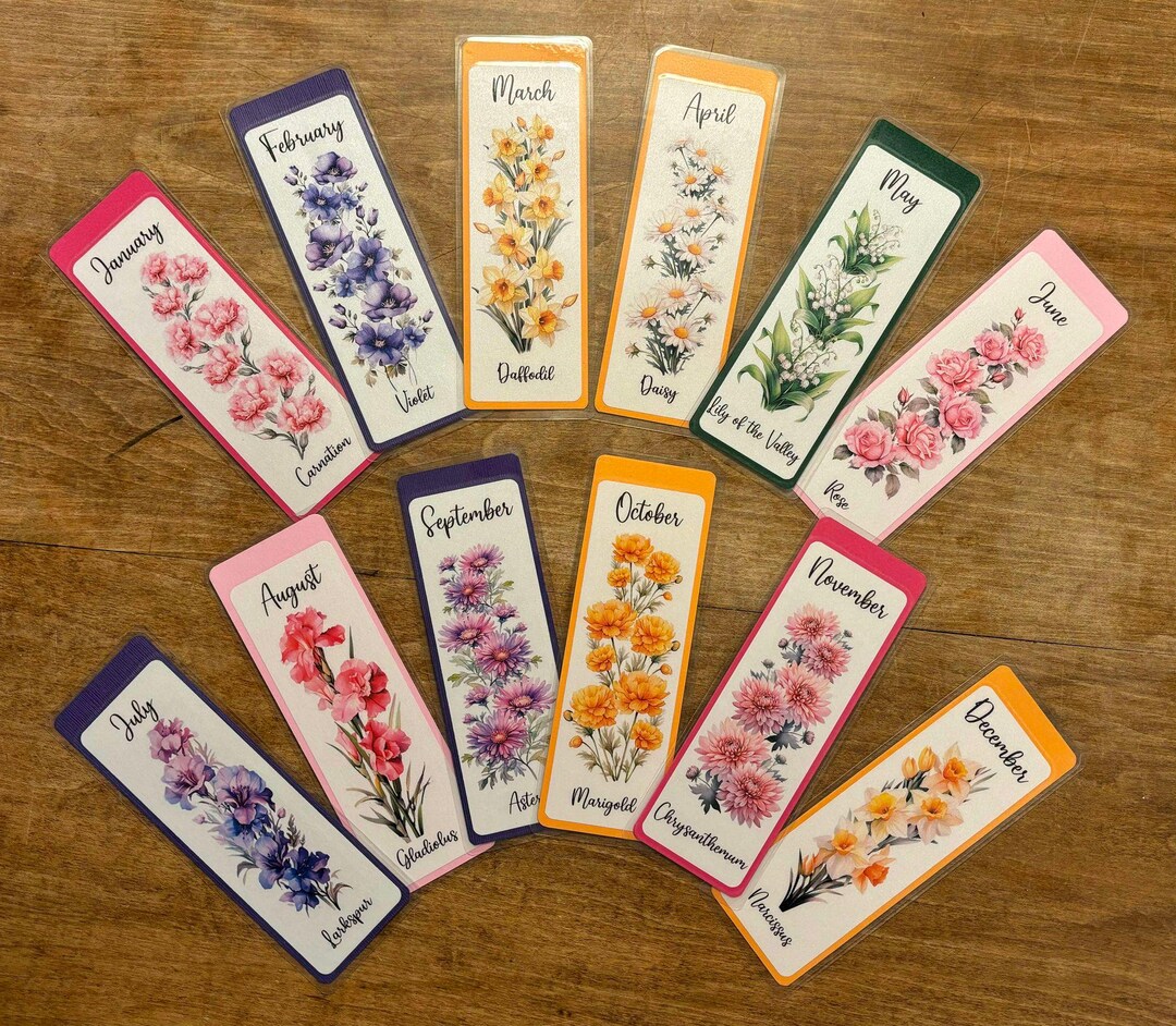 Birth Month Flower Bookmarks - Collection 1 | Floral Bookmark | Book ...