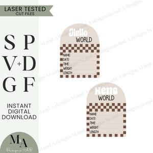 Arch Hello World Birth Stat Baby Arch Announcement Sign Laser Ready SVG ...