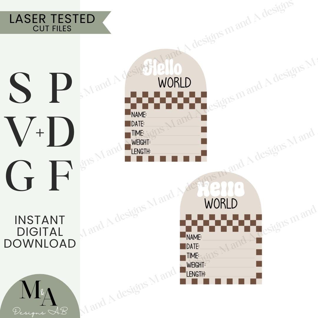 Birth Stat Sign SVG File: Checkerboard Baby Announcement (laser Ready ...