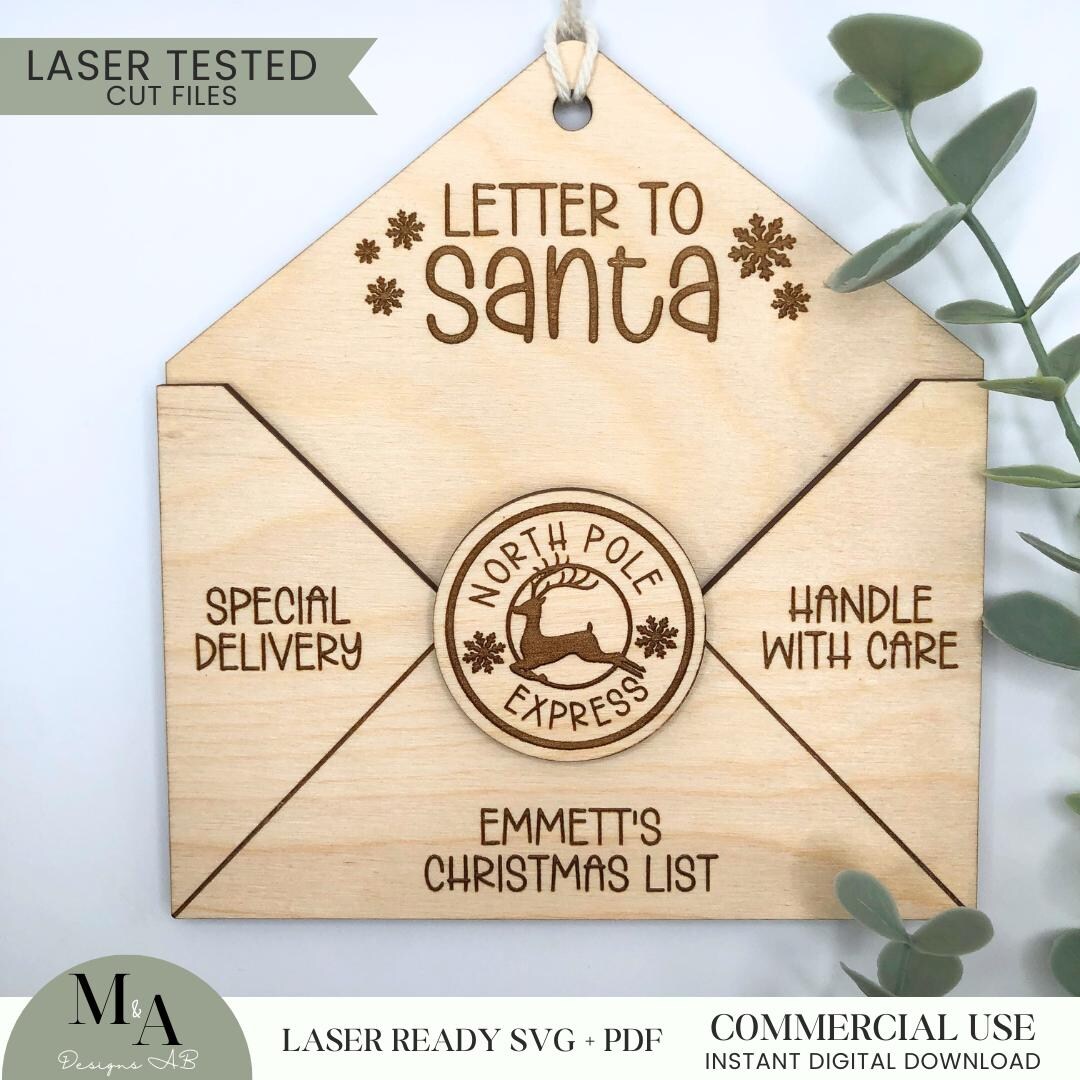 Personalized Christmas Letter to Santa Ornament Dear Santa Laser File ...