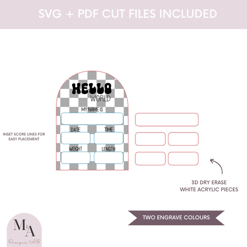 Arch Hello World Birth Stat Baby Arch Announcement Sign Laser Ready ...