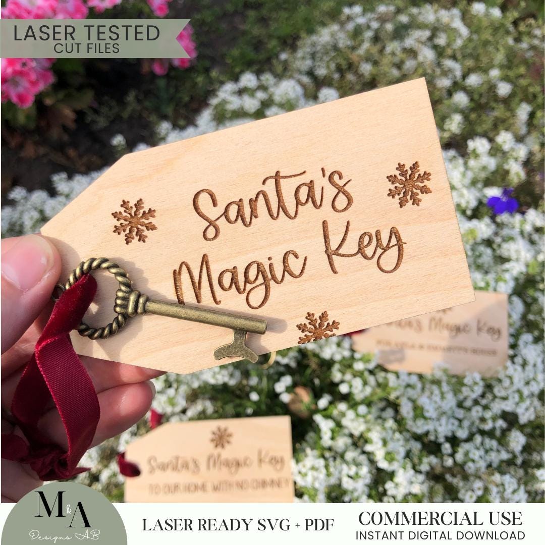 Santa Magic Key Tag No Chimney Fireplace Access Laser Ready File ...