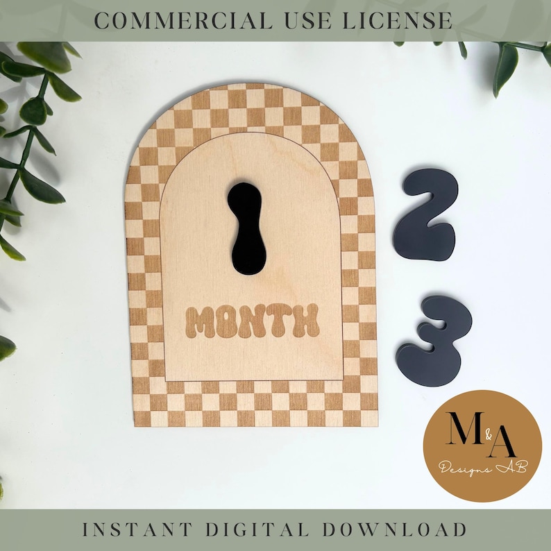Checker Arch Monthly Milestone Baby Announcement Sign Laser Ready SVG ...