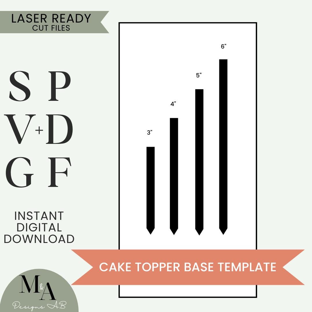 Cake Topper Template Sticks Laser Ready SVG Cutting File Beginner ...