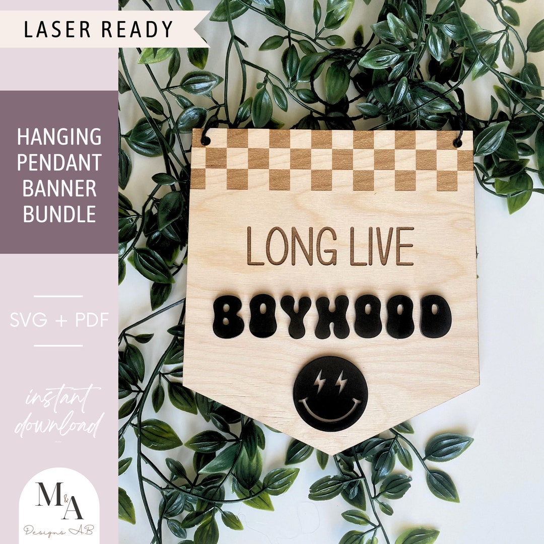 Hanging Pendant Banner Boyhood Laser Ready File Two Rad Two Cool Dude ...