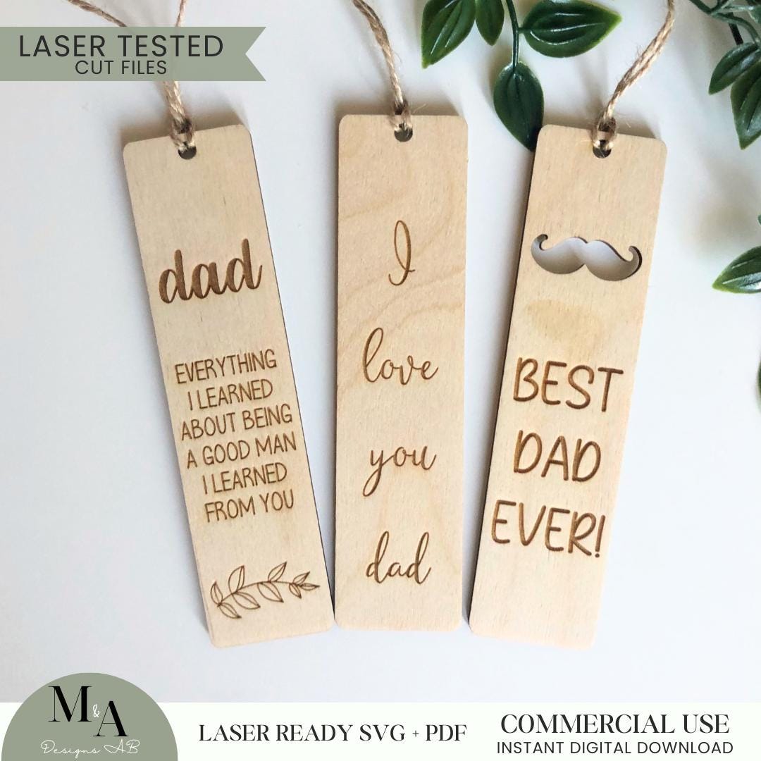 Father's Day Bookmark Bundle I Love You Dad Bookmark Acrylic Laser ...