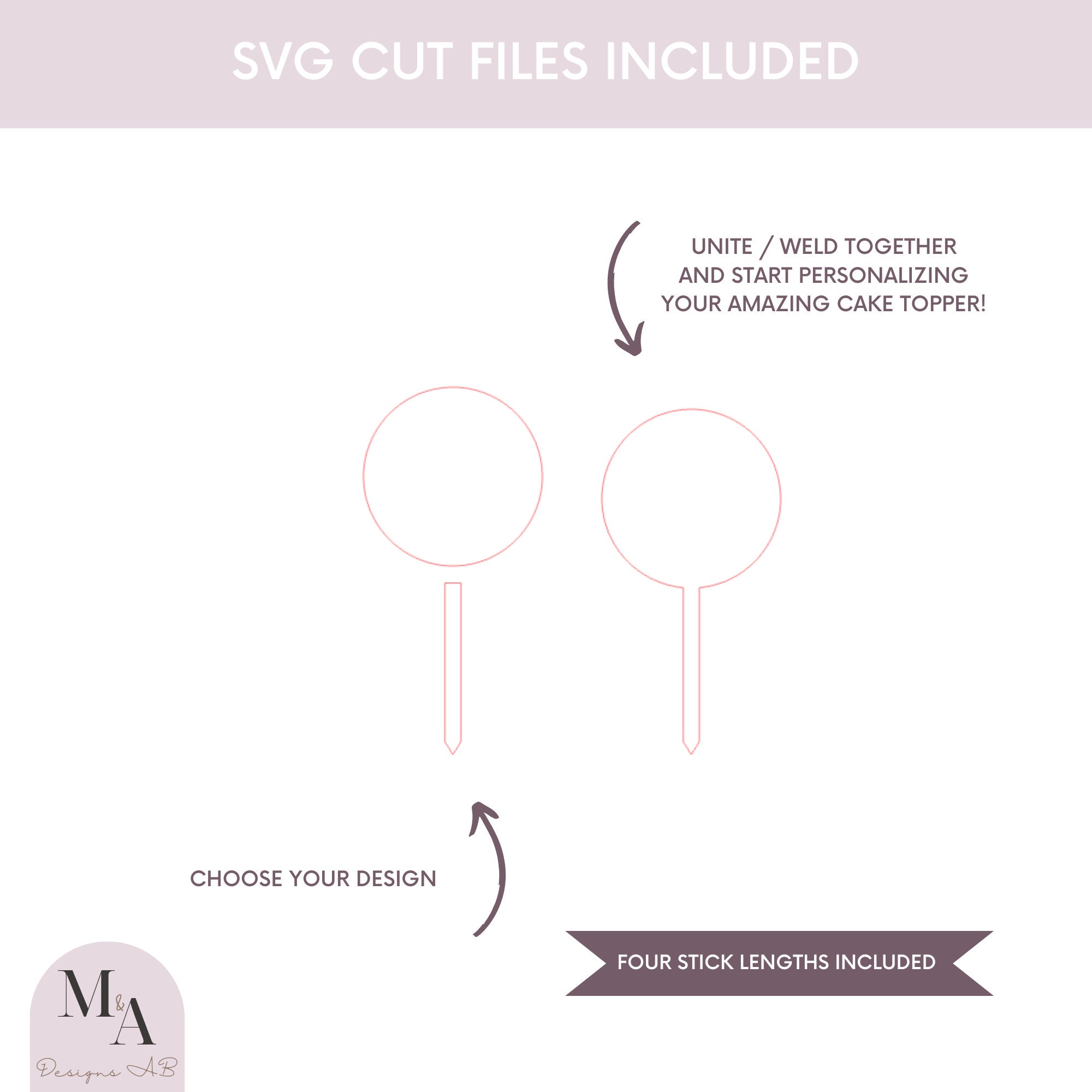 Cake Topper Template Sticks Laser Ready File Laser Cutting Beginner ...