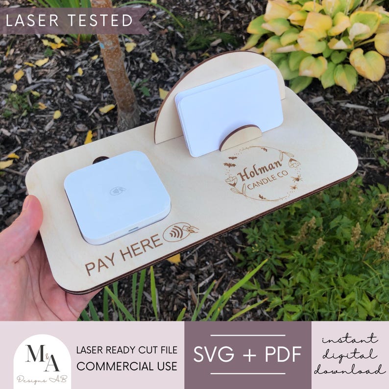 Business Card Holder Square Reader Holder Laser Ready File Laser ...