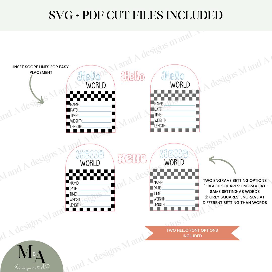 Arch Hello World Birth Stat Baby Arch Announcement Sign Laser Ready SVG ...