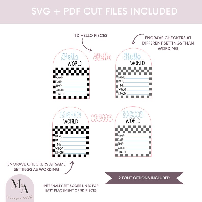 Arch Hello World Birth Stat Baby Arch Announcement Sign Laser Ready ...