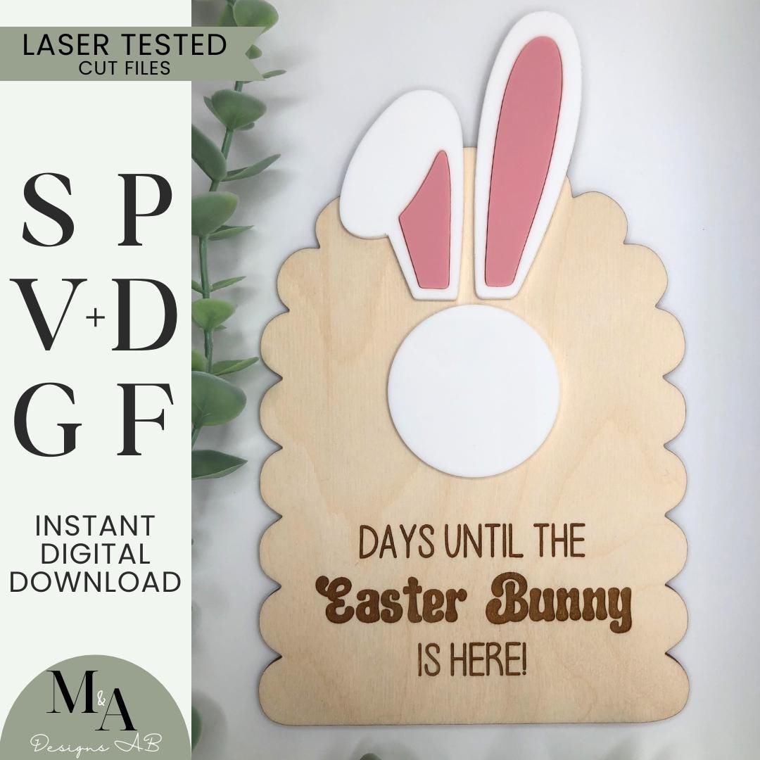 Easter Bunny Dry Erase Countdown Sign Kids Traditions Scalloped Laser ...
