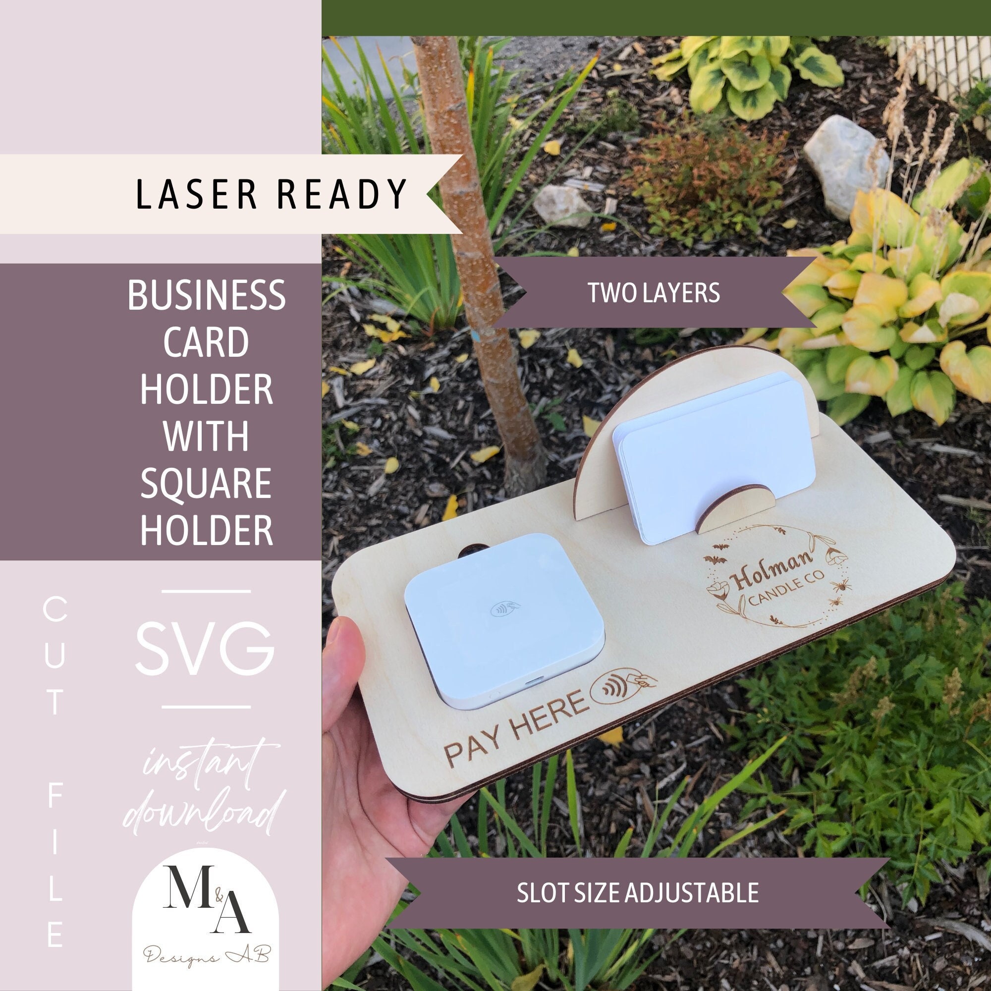 Business Card Holder Square Reader Holder Laser Ready File Laser ...