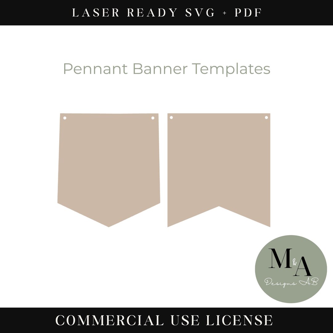 Pennant Banner Template Laser Ready SVG Cutting File Beginner Pattern ...