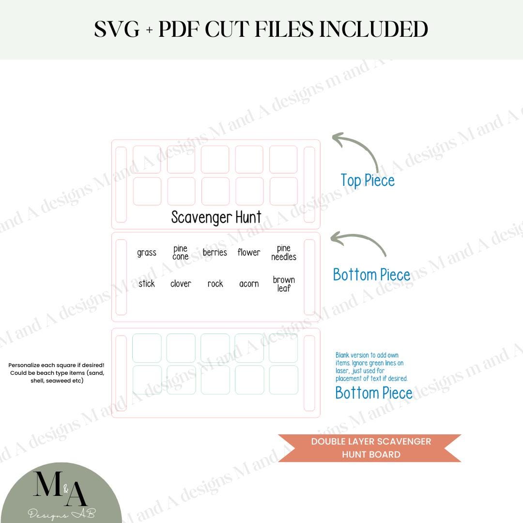 Scavenger Hunt Board Laser Ready SVG Cutting File Beginner Pattern ...