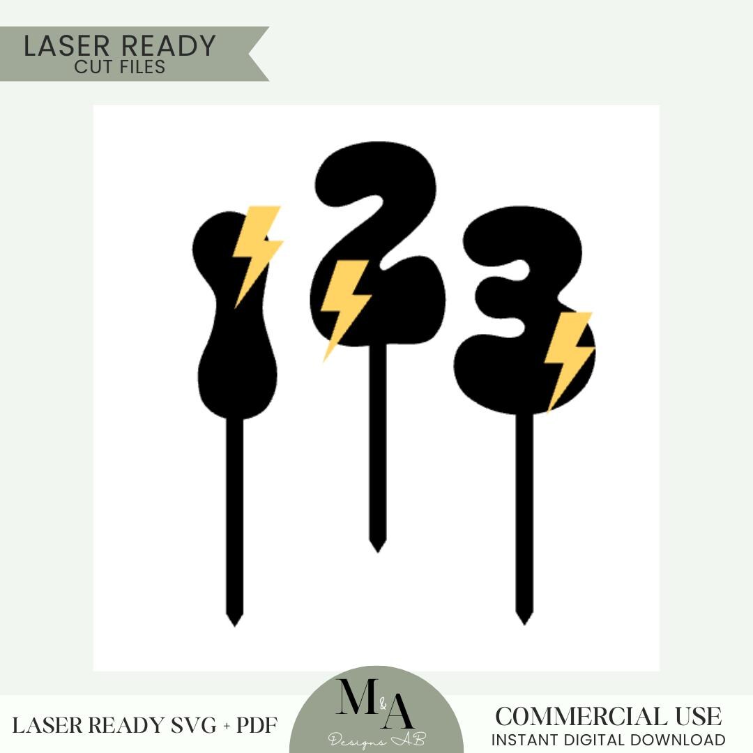 Retro Bolt Numbered Cake Topper SVG, Birthday Theme (digital Download ...