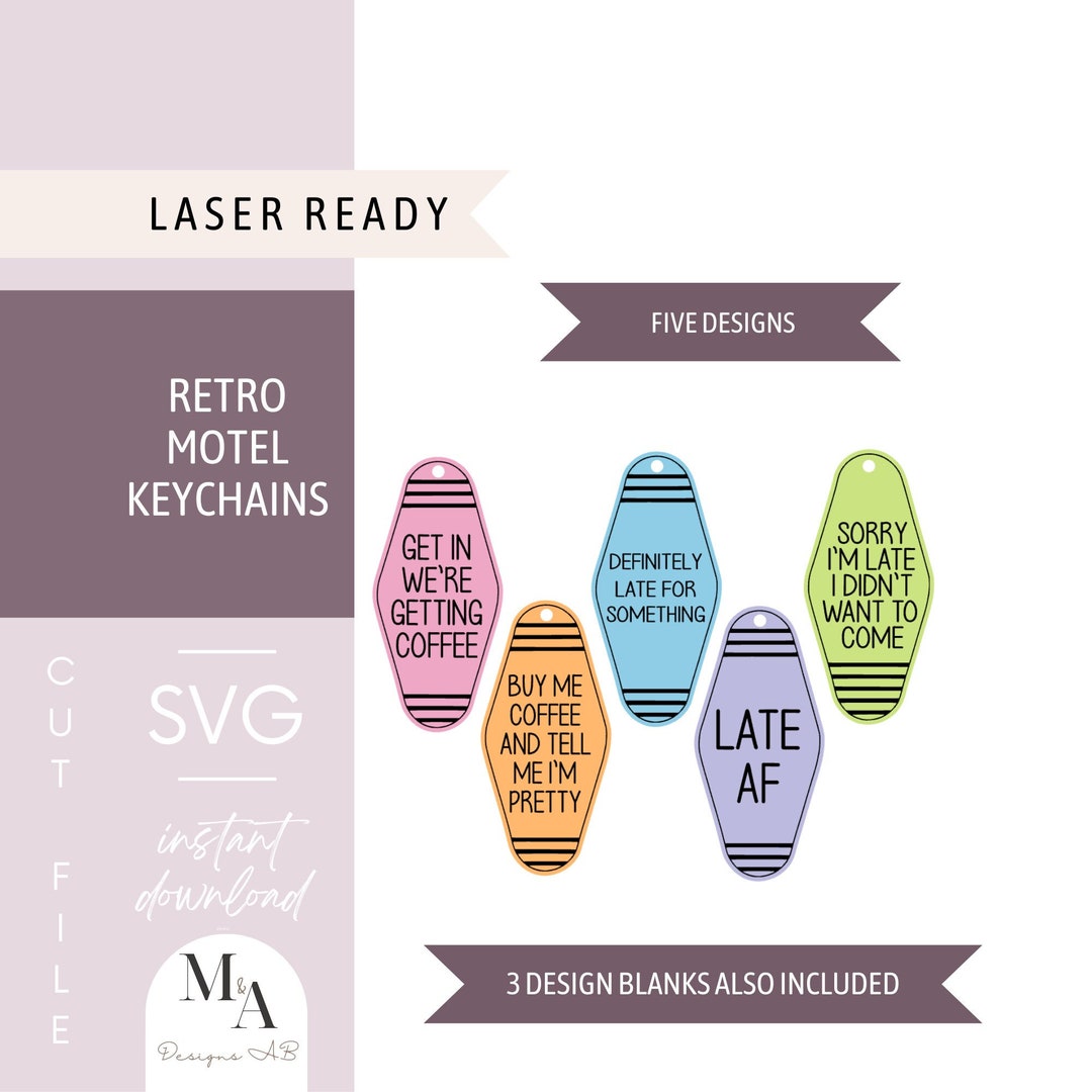 Retro Motel Keychain SVG Laser Ready Cutting File 70s Vintage Travel ...