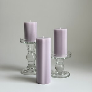 Ribbed Pillar Candle / Set of 3 / Decor Candle - Etsy