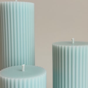 Ribbed Pillar Candle / Set of 3 / Decor Candle - Etsy