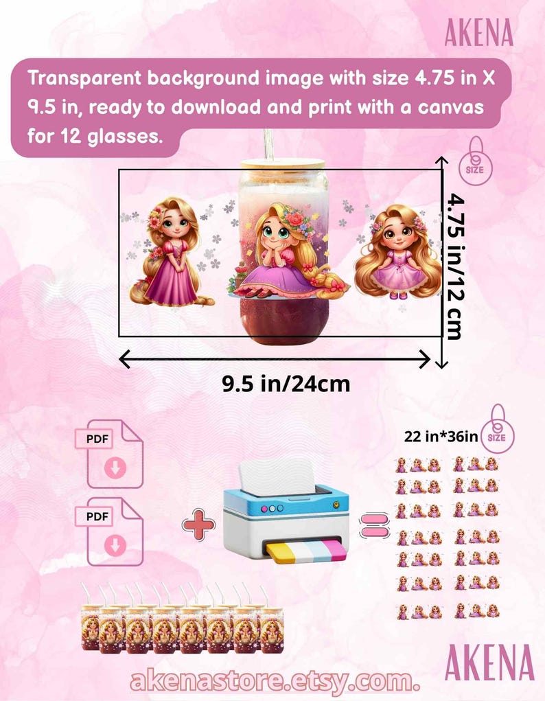 Rapunzel Tangled Tumbler Wrap PNG: UV DTF & Sublimation (digital ...
